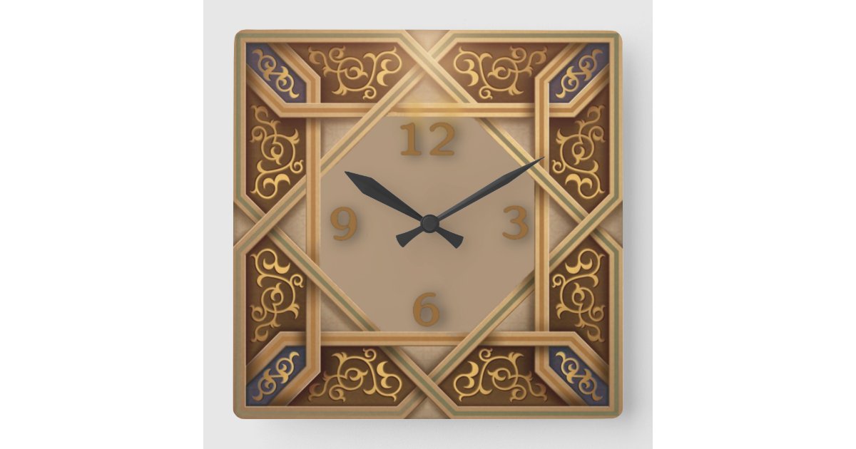 Orient Style Square Wall Clock | Zazzle