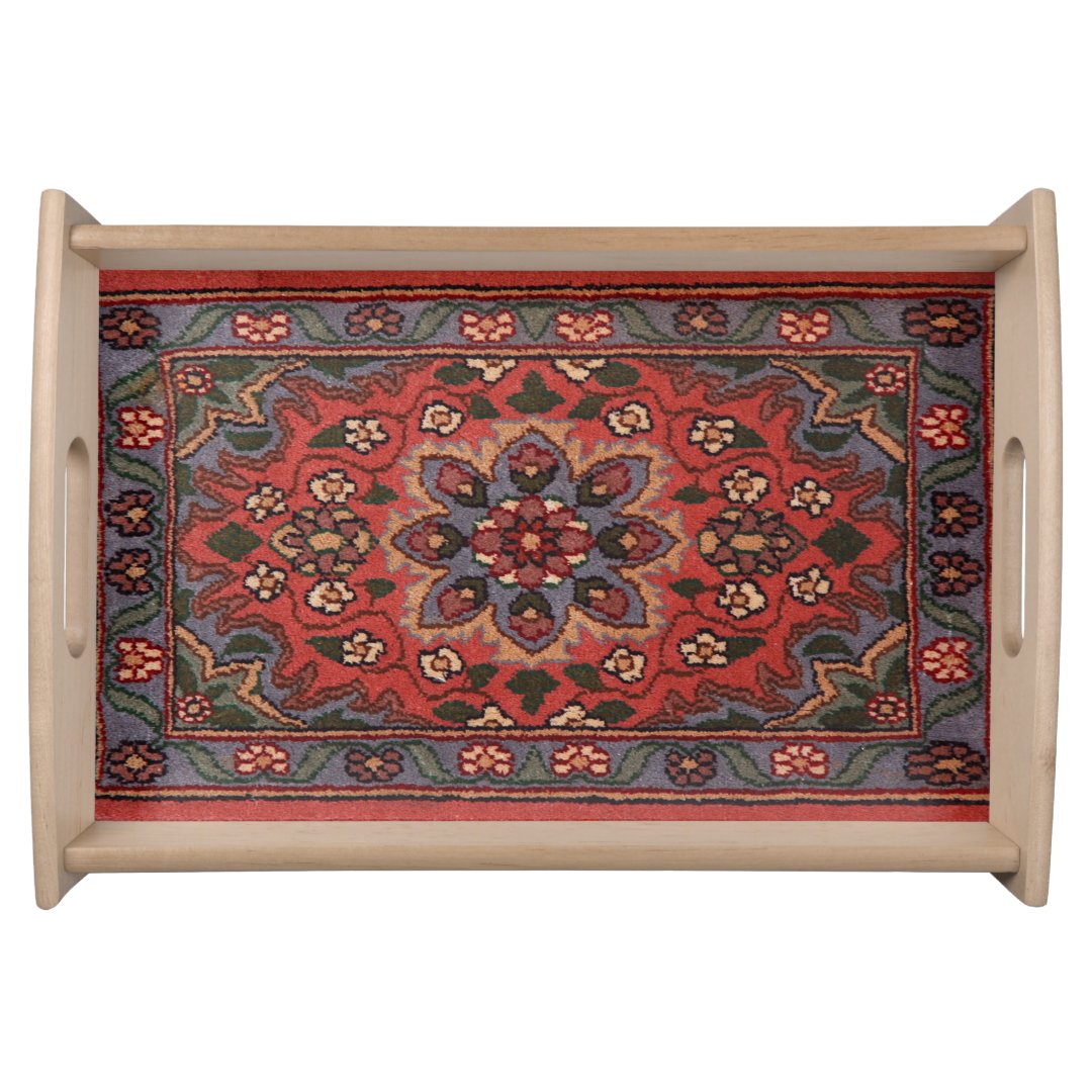 Oriental Antique Turkish Persian Floral Carpet Serving Tray | Zazzle