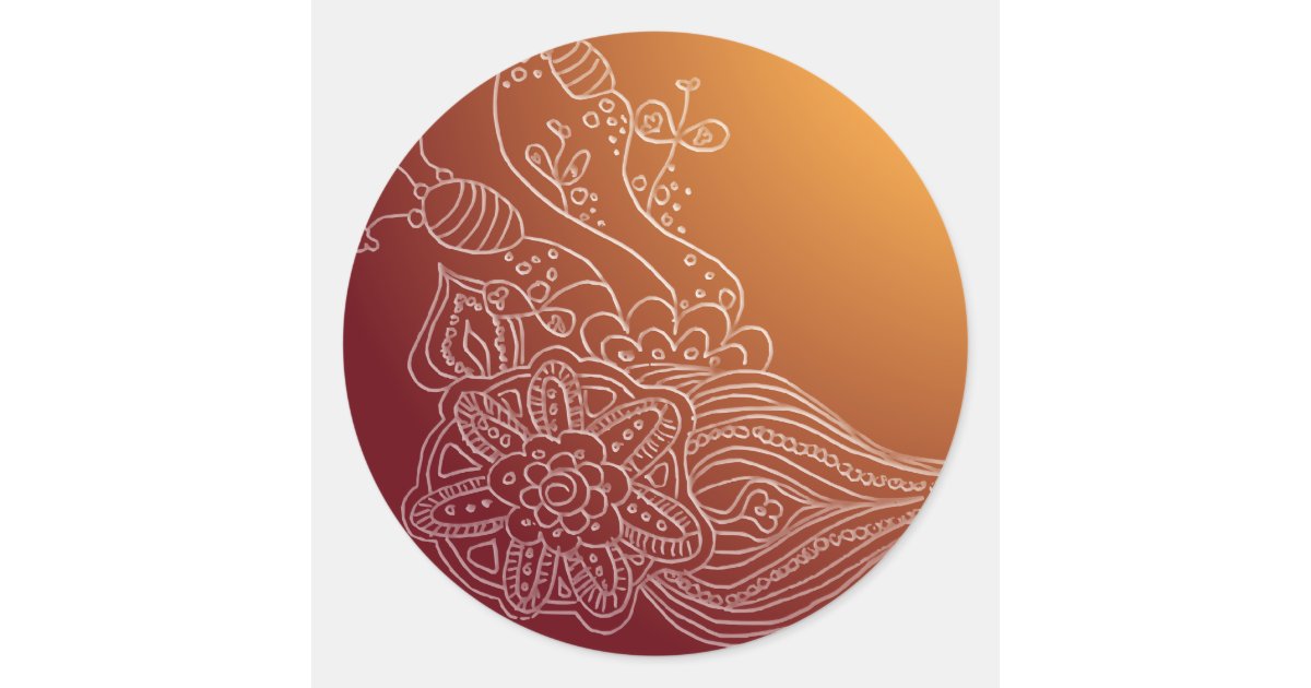 Oriental Arabic henna style sticker label | Zazzle