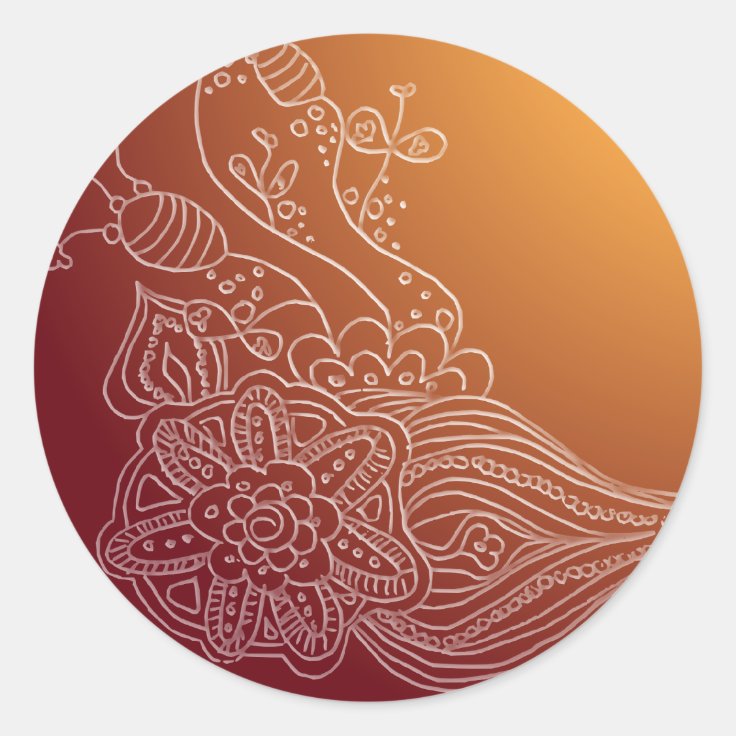 Oriental Arabic henna style sticker label | Zazzle