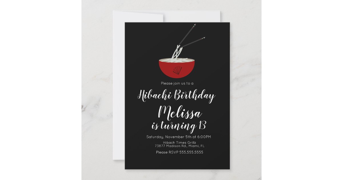 Oriental Birthday Hibachi Dinner Restaurant Invitation | Zazzle
