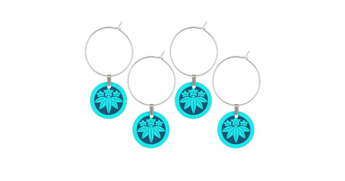 Oriental Blue Kamakura Minamoto Japan Mon Art Wine Charm | Zazzle