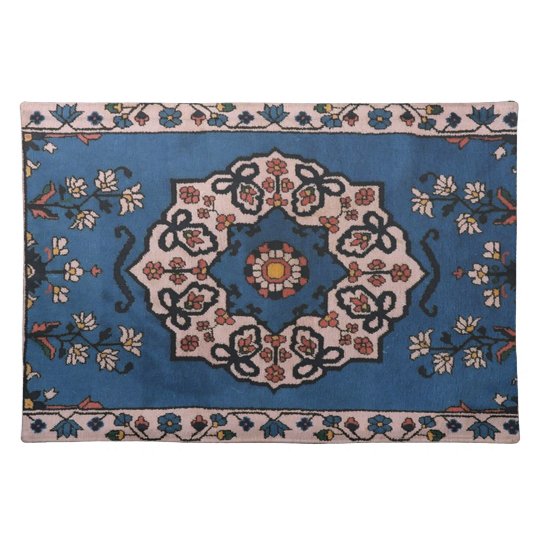 Oriental Blue Persian Turkish Carpet Pattern Cloth Placemat | Zazzle.com