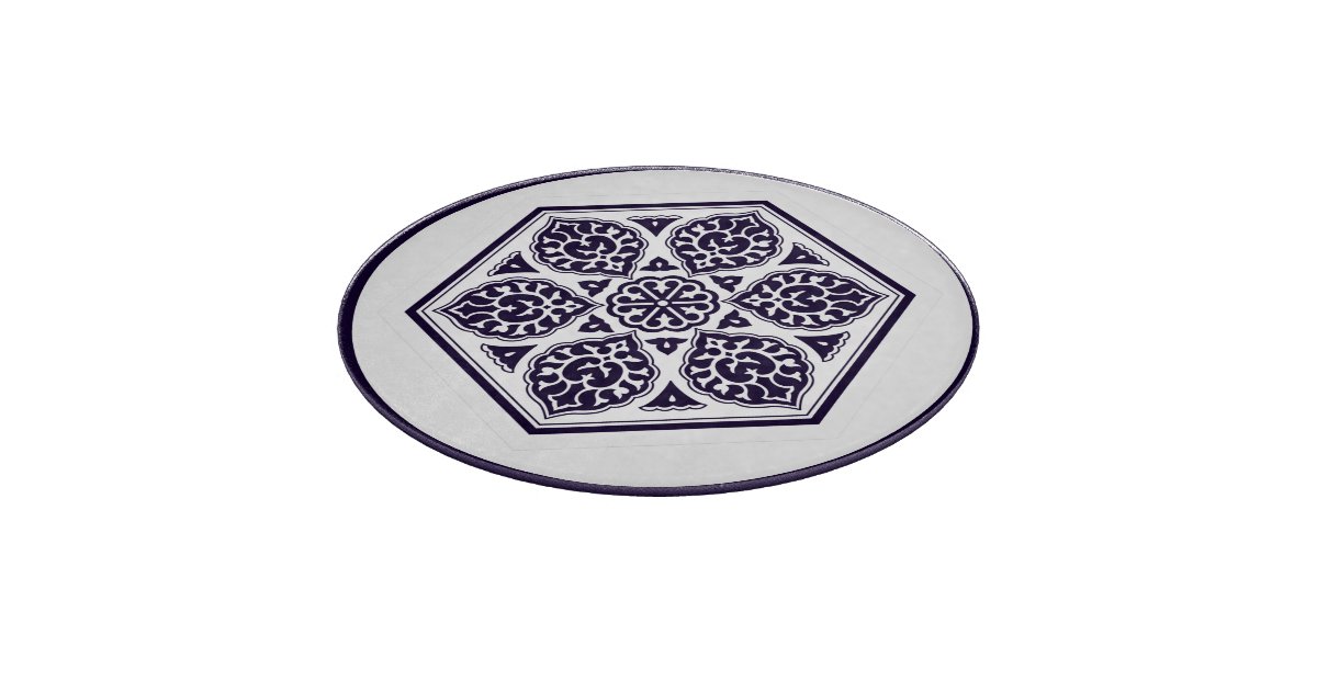 Oriental Blue Turkish Rosette Geometric Art Cutting Board | Zazzle