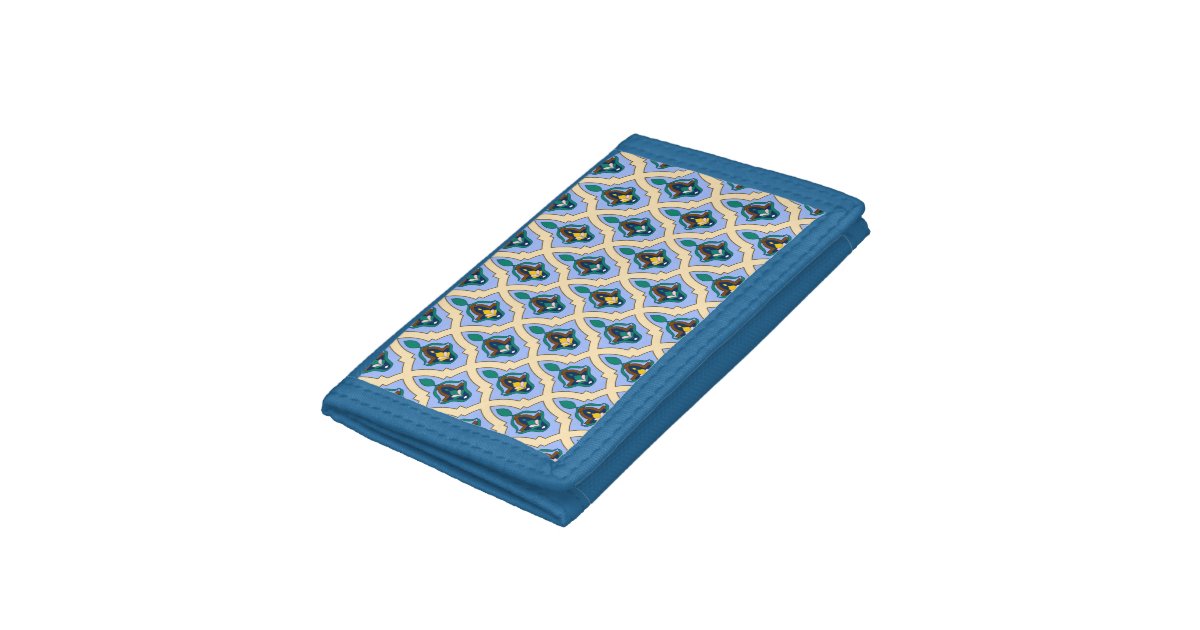 Oriental Blue Yellow Moroccan Arabic Tracery Trifold Wallet | Zazzle