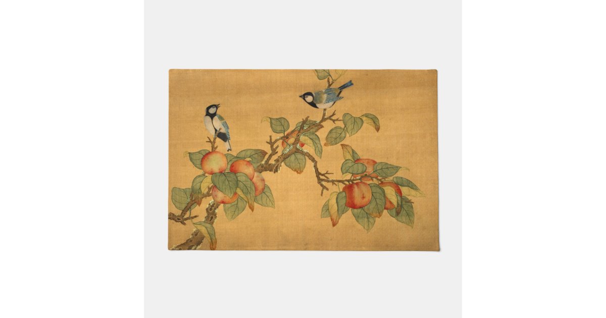 Oriental Chinese Birds And Fruit Doormat | Zazzle