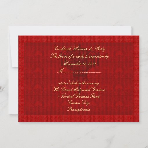 Oriental Chinese wedding invitation RSVP card | Zazzle