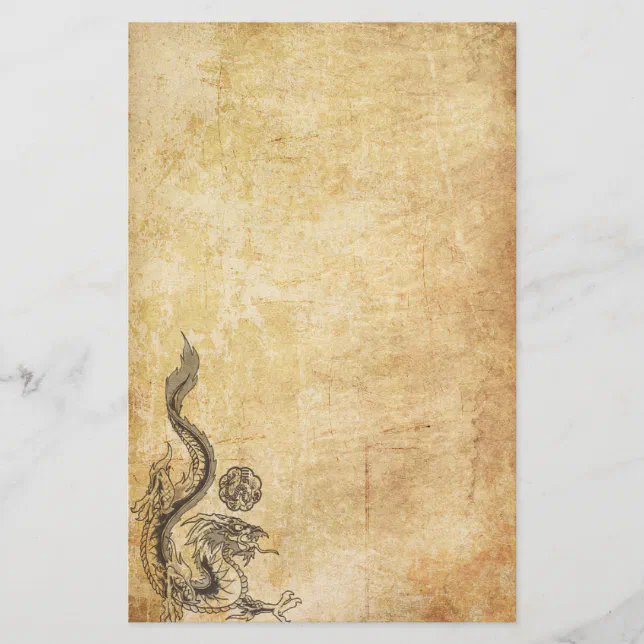 Oriental Dragon Inked Stationery | Zazzle