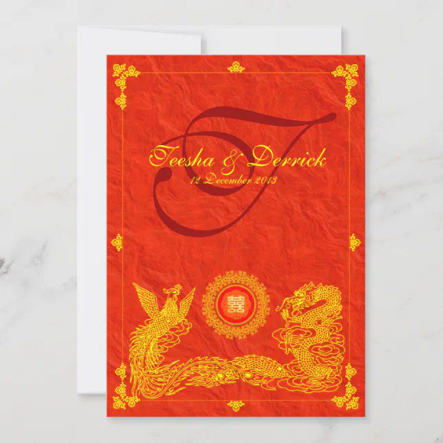 Oriental Dragon & Phoenix wedding invitation cards | Zazzle