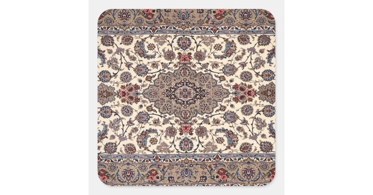 Oriental Floral Persian Carpet Pattern Square Sticker | Zazzle