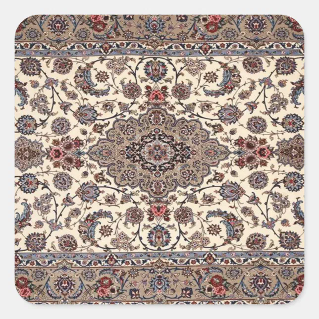Oriental Floral Persian Carpet Pattern Square Sticker | Zazzle