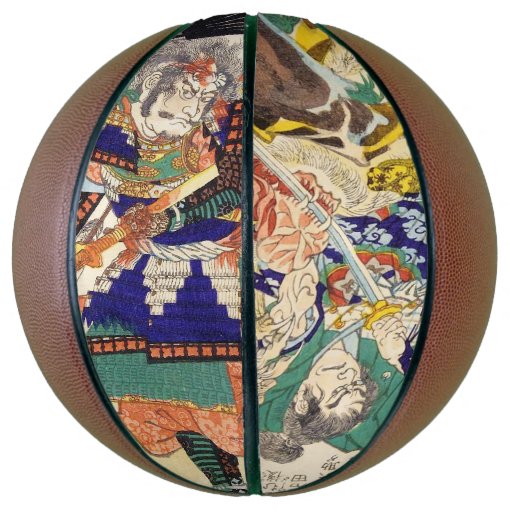 Oriental japanese ukiyo-e samurai portraits art basketball | Zazzle