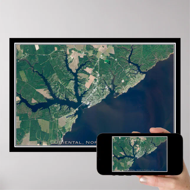 Oriental North Carolina Satellite Poster Map | Zazzle