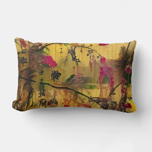 Oriental Painting. Japanese style Lumbar Pillow | Zazzle