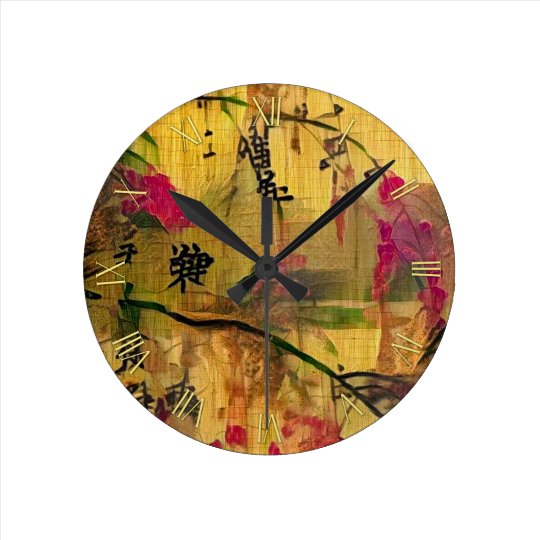 Oriental Painting. Japanese style Round Clock | Zazzle.com