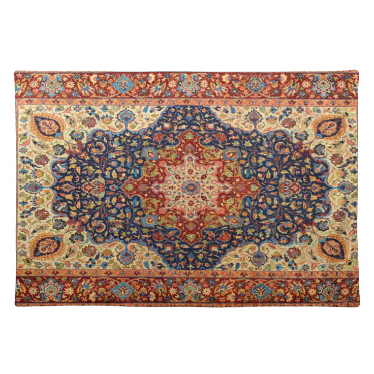 Oriental Persian Turkish Carpet Pattern Cloth Placemat | Zazzle