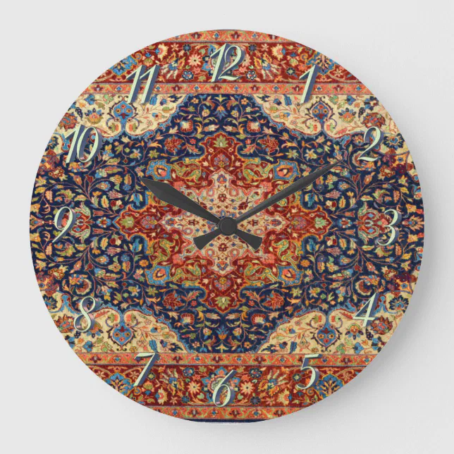 Oriental Persian Turkish Carpet Pattern Large Clock | Zazzle