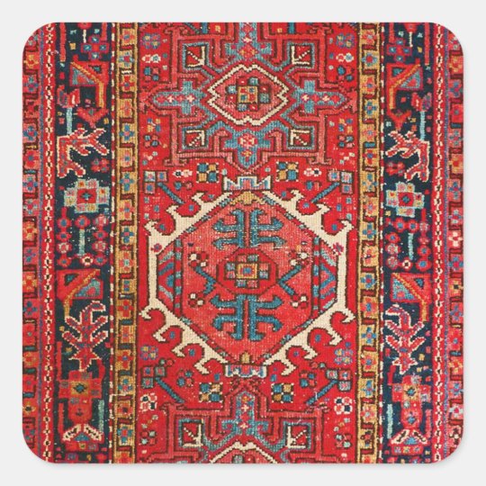 Oriental Persian , Turkish Pattern, Red Square Sticker | Zazzle.com