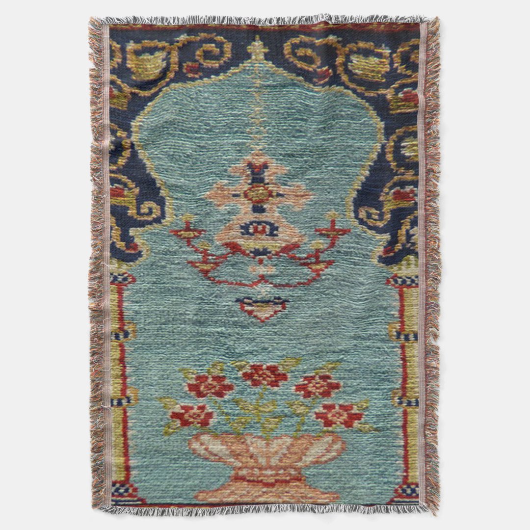 Oriental Persian Turkish Rug Antique Throw Blanket | Zazzle