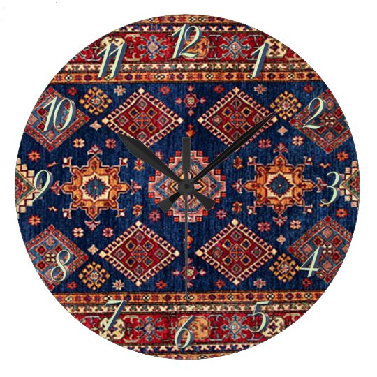 Oriental Persian Turkish Rug Pattern Large Clock | Zazzle.com