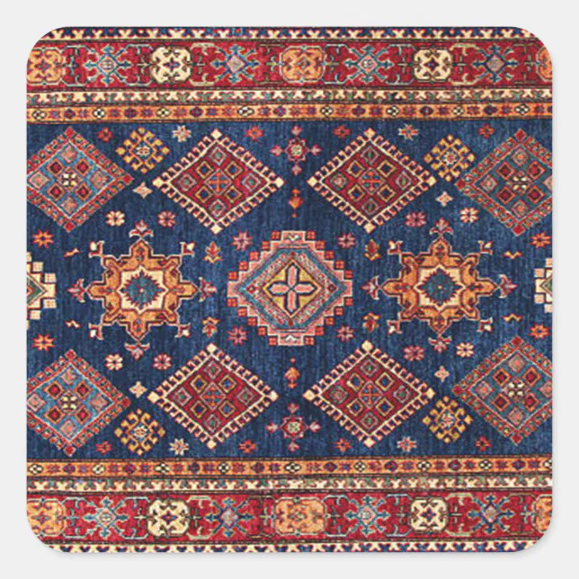 Oriental Persian Turkish Rug Pattern Square Sticker | Zazzle