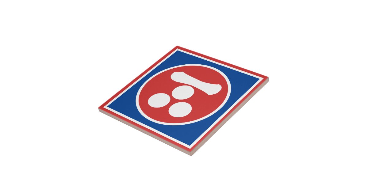 Oriental Red Mori Japan Samurai Mon Vector Art Ceramic Tile | Zazzle