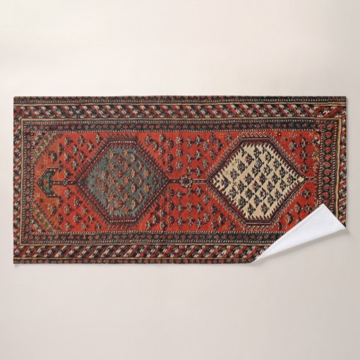 Oriental red runner pattern bath towel | Zazzle