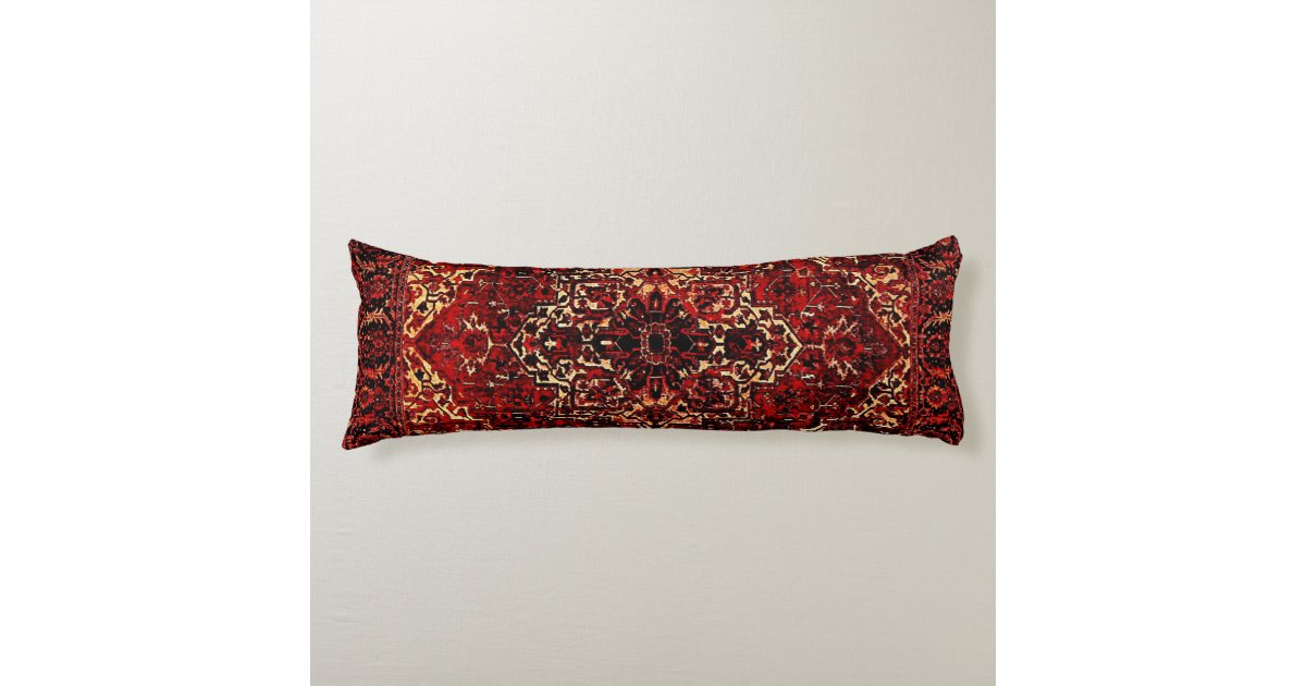 Oriental rug design in dark red body pillow | Zazzle