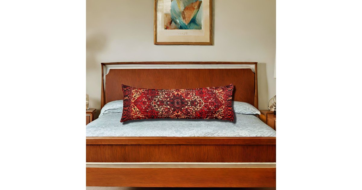 Oriental rug design in dark red body pillow | Zazzle