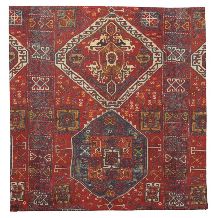 Oriental rug design in dark red no5 cloth napkin | Zazzle