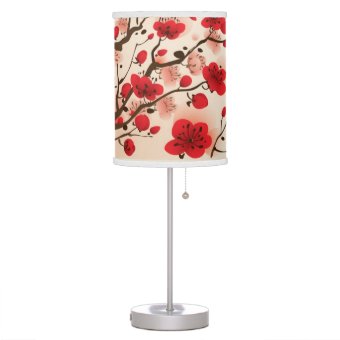 Oriental style painting, plum blossom in spring table lamp | Zazzle