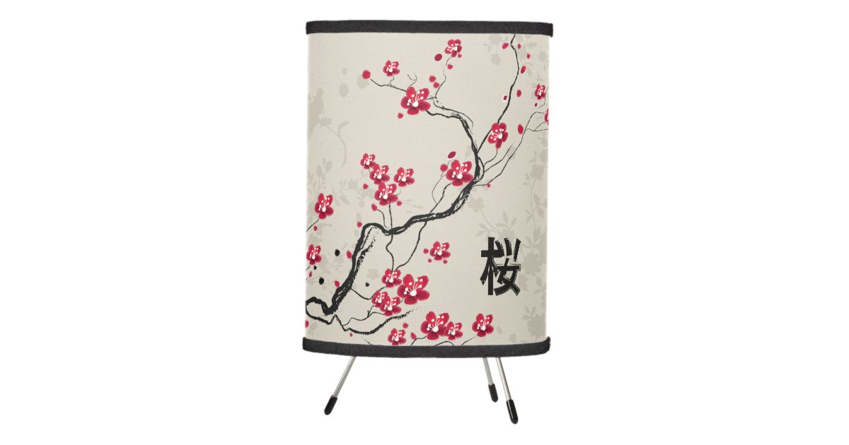 Oriental Style Sakura Cherry Blossom Art Tripod Lamp | Zazzle
