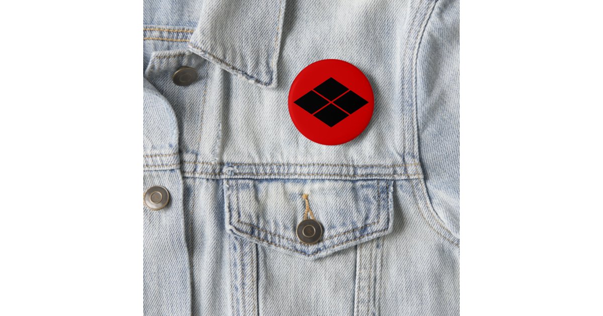 Orietnal Black Red Takeda Japan Mon Vector Art Button | Zazzle
