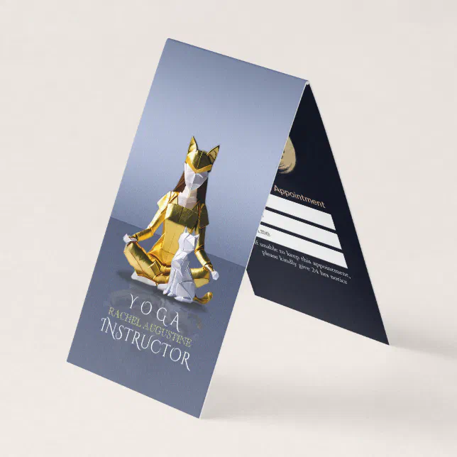 Origami Gold Yoga Meditating Catwoman Price List Business Card | Zazzle