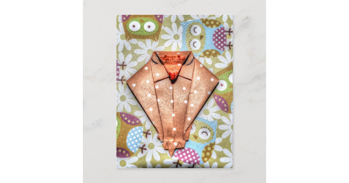 ORIGAMI OWL JAPANESE PAPER ART POSTCARD | Zazzle