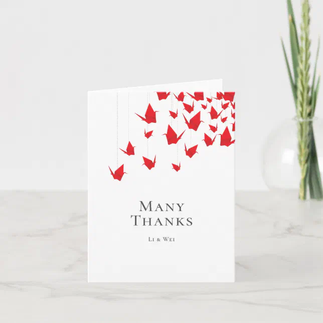 Origami Paper Cranes Thank You Card | Zazzle