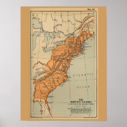 Original 13 American Colonies Map Poster | Zazzle