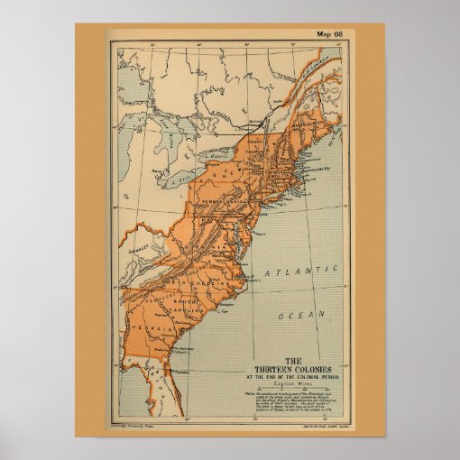 Original 13 American Colonies Map Poster | Zazzle