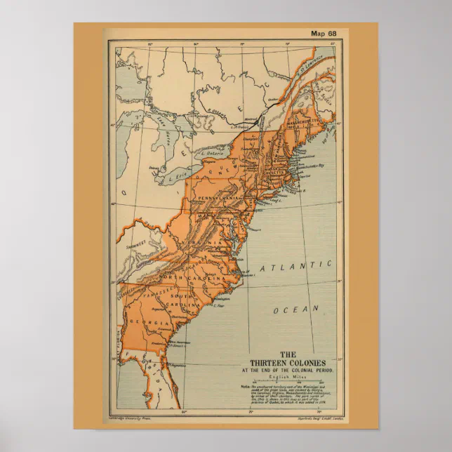Original 13 American Colonies Map Poster | Zazzle