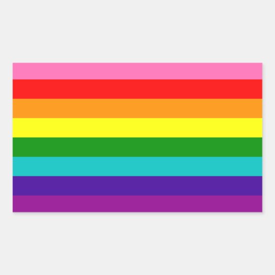 Original 8-Stripe LGBT Gay Pride Rainbow Flag Rectangular Sticker ...