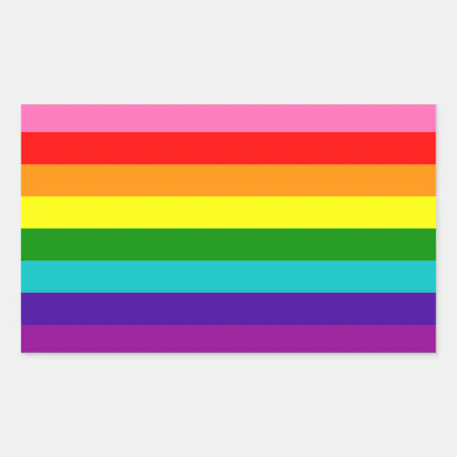 Original 8-Stripe LGBT Gay Pride Rainbow Flag Rectangular Sticker | Zazzle