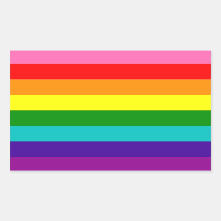 Original 8-Stripe LGBT Gay Pride Rainbow Flag Rectangular Sticker ...