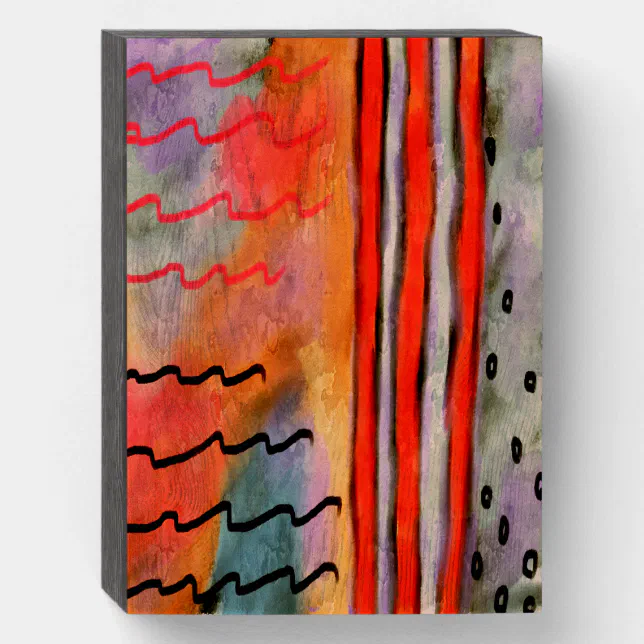 Original Abstract Art Wooden Box Sign | Zazzle