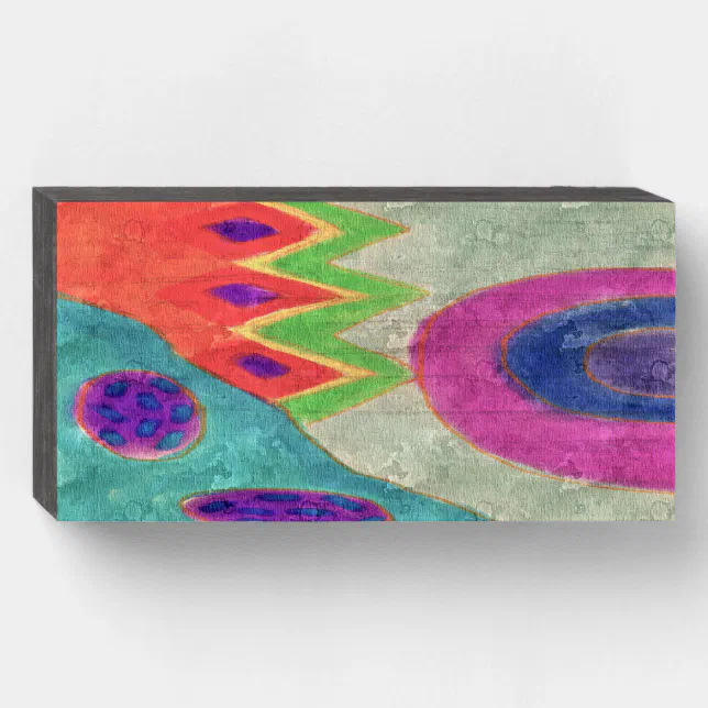 Original Abstract Digital Painting Wooden Box Sign | Zazzle