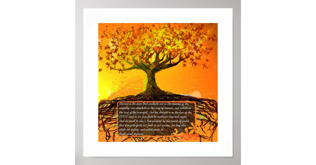 Original Art- Distressed Grunged Roots Tree Poster | Zazzle