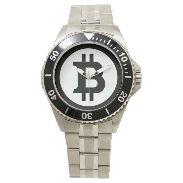 Original Black Bitcoin Symbol Logo Wrist Watch | Zazzle