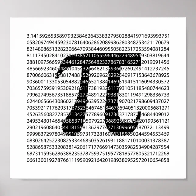 Original black number pi day mathematical symbol poster | Zazzle