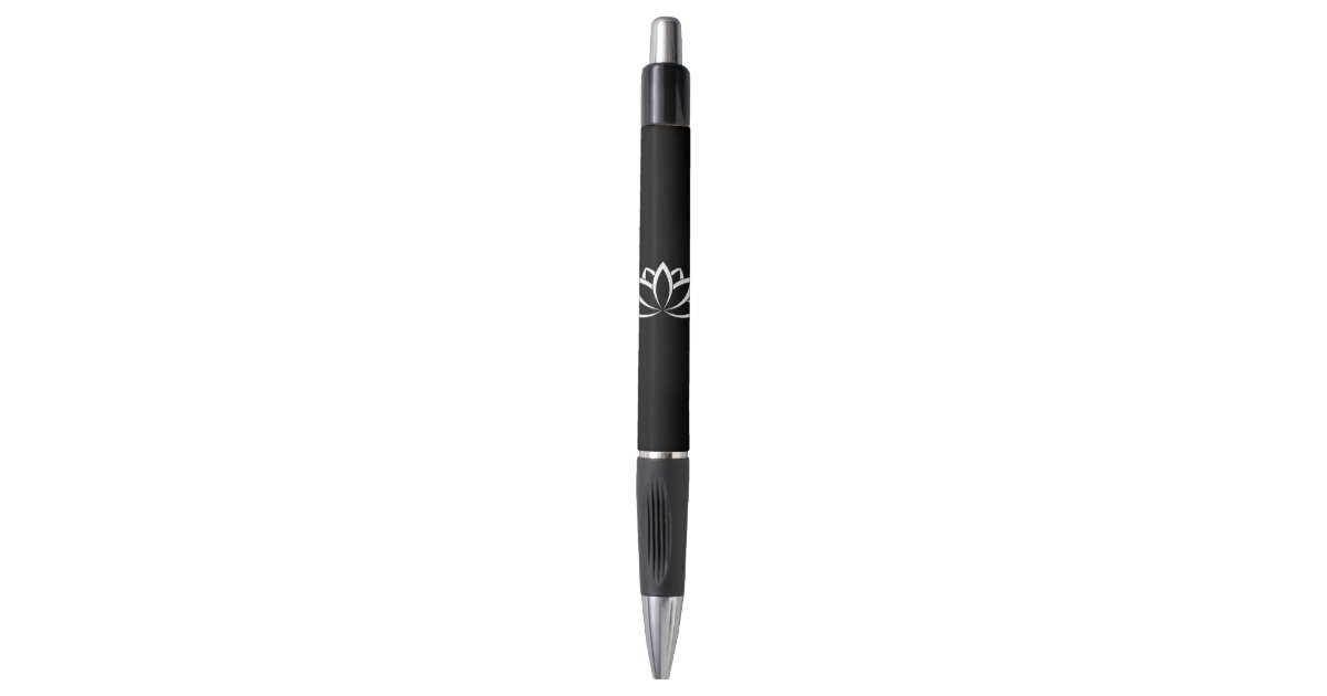 Original Black White Buddhist Symbol Lotus flower Pen | Zazzle