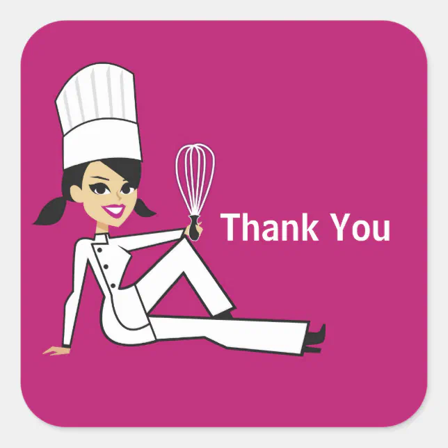Original Chef with Whisk Thank You Stickers | Zazzle