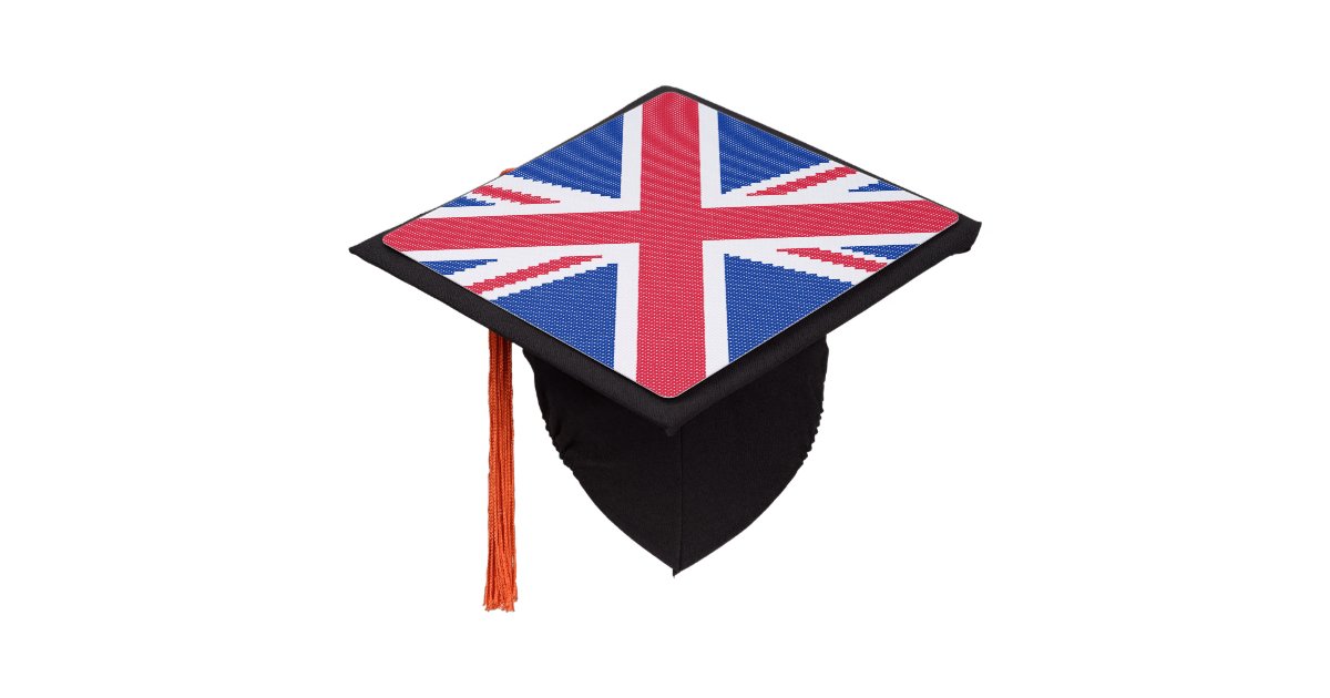 Original cross-stitch design Union Jack Graduation Cap Topper | Zazzle